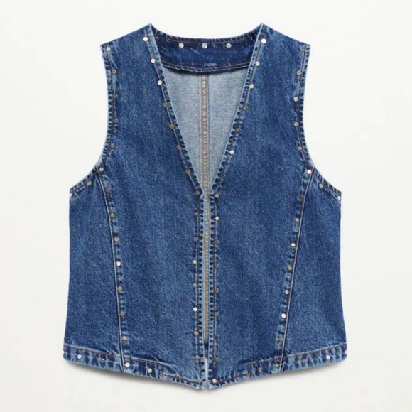 Mango | Jackets & Coats | Mango Western Relaxed Fit Silver Stud Trim ...